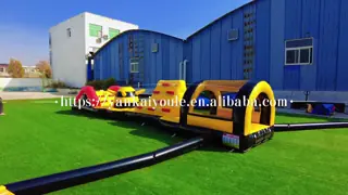 Yellow and Black Inflatable Obstacle Course Bouncer Run