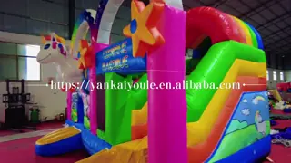 Unicorn & Rainbow Themed Inflatable Bouncy Castle Slide Combo