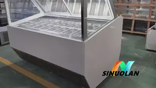 18 Pans Gelato Display Fridge Right-angle Tempered Glass Ice Cream Countertop Freezer