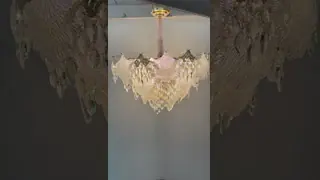 Watch: Custom Bamboo Nest Crystal Chandelier Gold Finish Resort Hotel Villa Luxury Biophilic Pendant