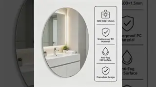 Frameless anti-fog PC mirror