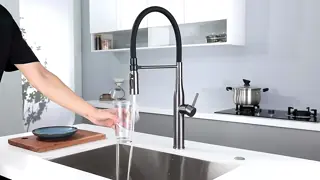 4 Way Economic Flexible Brass Rotatable Head Kitchen Faucet Mixer Tap Grey Style Flexible Connection