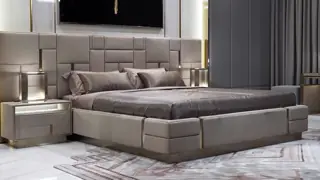 Luxury Modern King Size Frosted Leather Bed Set