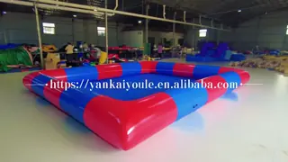 Red Blue Stripe Inflatable Pool Perfect Summer Fun