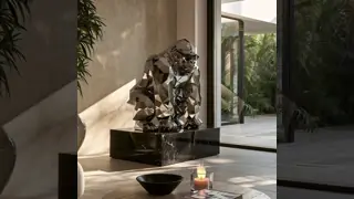 Mirror Polished Gorilla Stainless Steel Sculpture for Modern Decor