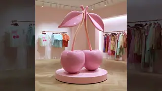 Cute Pink Cherry Fiberglass Sculpture Pop Art Interior Decoration