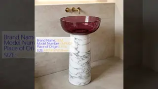 Luxury Marble Vein Pedestal Sink for Modern Bathrooms