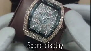 Men’s Tonneau‑Shape Hollow‑Dial Quartz Watch