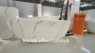 Premium Marble Texture Solid Surface Freestanding Bathtub