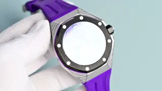 Octagonal Skeleton Watch 3D Black Panther Dial Purple Rubber Strap Men Wristwatch