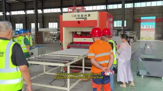Customer visit for inspection of gypsum board punching machine