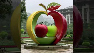 Giant Metal Apple Sculpture for Outdoor Garden Landscape Decor