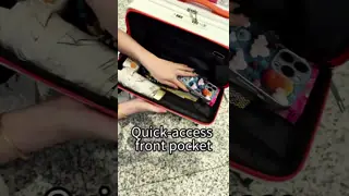 Front-Opening Travel Suitcase with Cup Holder and Quick-Access Pocket