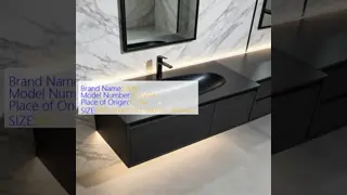 Modern Black Floating Vanity Seamless Integrated Basin