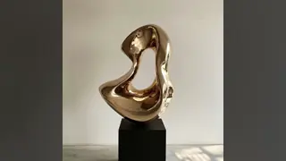 Minimalist Modern Abstract Gold Sculpture for Luxury Interior Decor