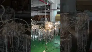 Custom Waterfall Crystal Chandelier Gold Strands Large Hotel Atrium Ballroom Villa Luxury Lighting