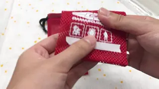red nylon mesh drawstring pouch