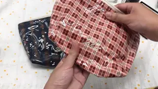 plaid pvc zipper pouch with plaid cotton lining