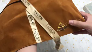 brown suede envelope pouch with bow