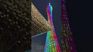 Light & shadow aesthetics under Canton Tower | Water ripple stainless steel panels