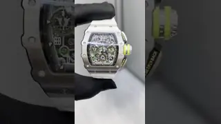Tonneau Steel Hollow Chronograph Watch White Rubber Strap Yellow Crown Sport Mechanical Watch For Me