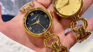 Vintage Gold Chain Bracelet Watch Round Roman Dial Elegant Ladies Fashion Wrist Watch
