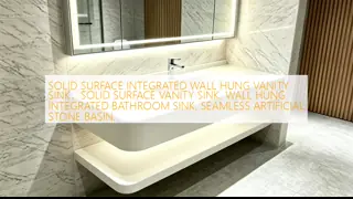 Modern Seamless Wall Hung Solid Surface Vanity Sink
