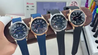 Men Power Reserve Multifunction Watch Rubber Strap Luxury Wristwatch