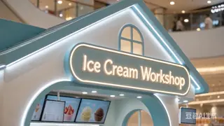 Charming Ice Cream Workshop Kiosk | Custom Mall Food Booth for Commercial Use