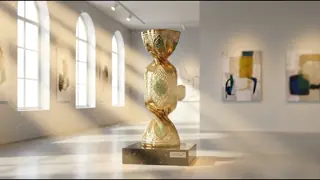 Luxury Islamic Art: Saudi Gold Twisted Candy Sculpture | Custom Modern Decor