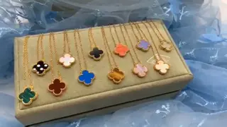 Multi-color Four Leaf Clover Pendant Necklace Gold Chain Women Jewelry