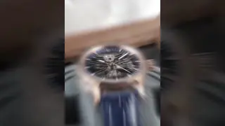 Rose Gold Skeleton Automatic Men Watch Blue Leather Strap Mechanical Wrist Watch
