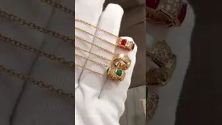 Gold Snake Shape Necklace Multi-color Gemstone Pendant Women Jewelry
