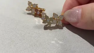 Rose Gold Four Leaf Flower Zircon Ear Cuff Earrings For Women
