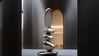 Pebble Mirror Polished Stainless Steel Sculpture Outdoor Art
