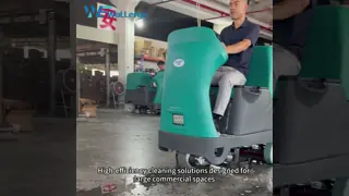 DC980 Ride-On Floor Scrubber Operation Demonstration
