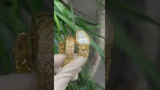 Gold Snake Shape Ladies Wrist Watch Crystal Diamond Bezel White Roman Dial Luxury Metal Bracelet Qua