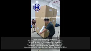 Export Packing Process Protecting Food Grade PET Packaging for Global Delivery