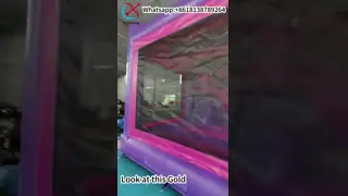 Commercial Gold Inflatable Bounce House With Slide