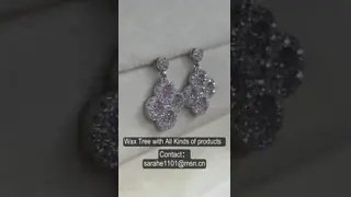 Elegant 925 Silver Lucky Flower CZ Earrings Pink Stud