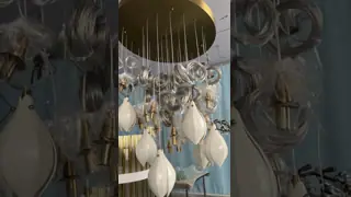 Double-Tier Glass Drum Chandelier Gold Iron Frame Custom Hotel Villa Club Dining Luxury Pendant Ligh