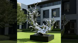 Custom Splashing Liquid Stainless Steel Sculpture for Public Art Spaces