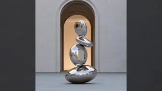 Reflective Stainless Steel Pebble Sculpture for Public Art Installation