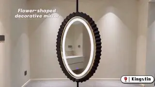 Kingstin Luxury Floating Suspended LED Mirror with Custom Size Black Stainless Steel Frame for Moder