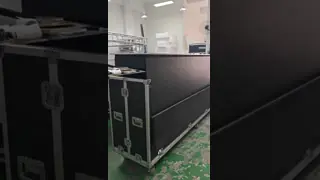 All-in-One Roll-Up LED Display Unfolded from Flight Case