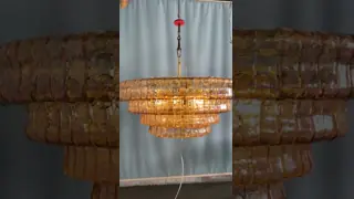 High-End Club Crystal Ring Chandelier Custom Large Gold Finished Lighting Spanish Marble