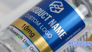 blue gold foil peptide label