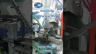 Welding shock absorber end cap with automatic resistance spot welder machine