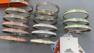 Multi-color Enamel Thin Bangle Bracelets Gold Trim Minimalist Women Stackable Bracelet