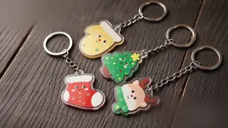 Custom UV Printed Xmas Acrylic Key Ring